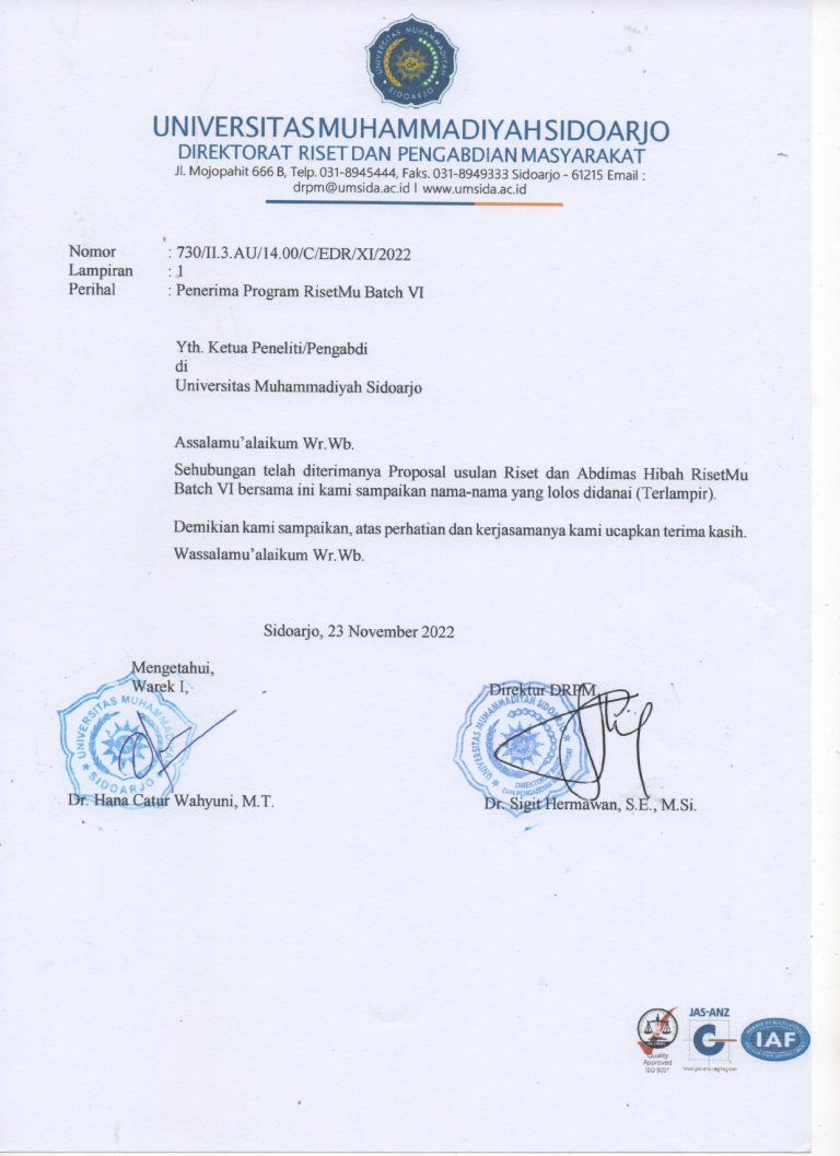 Pengumuman Penerima Program RisetMU Batch VI – DRPM